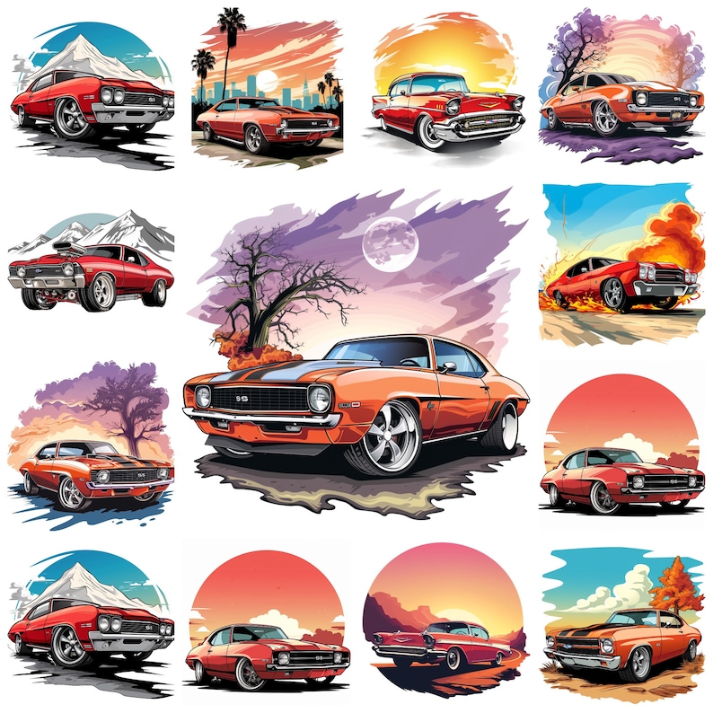 38 Muscle Car PNG Clipart, Retro Cartoon American Car Transparent ...