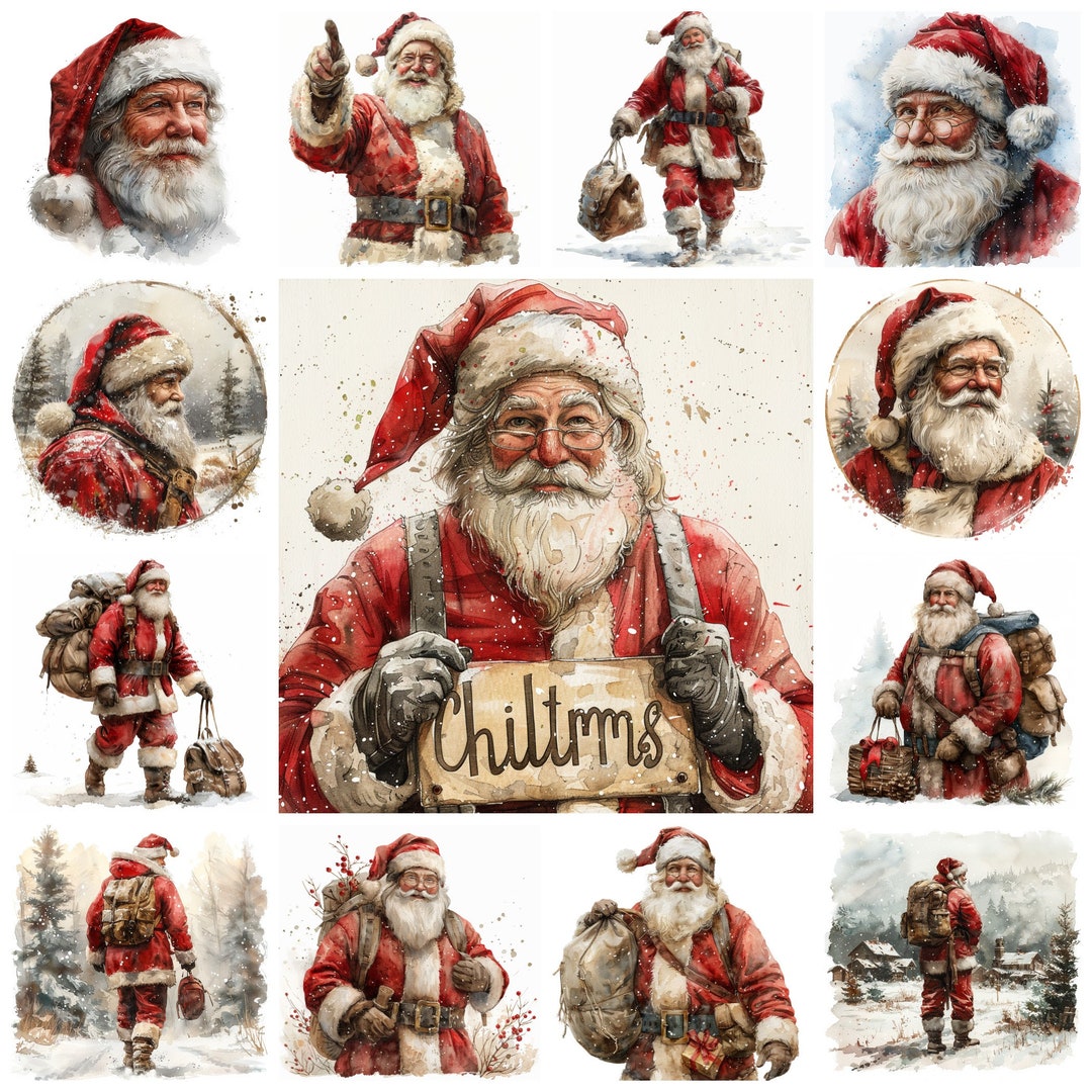 Santa Claus PNG Clipart, Watercolor Christmas Santa Claus Illustration ...