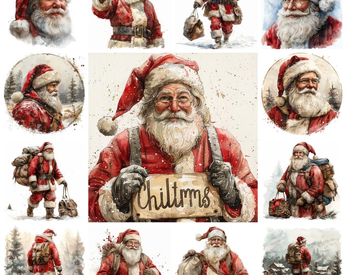 Santa Claus PNG Clipart, Watercolor Christmas Santa Claus Illustration ...