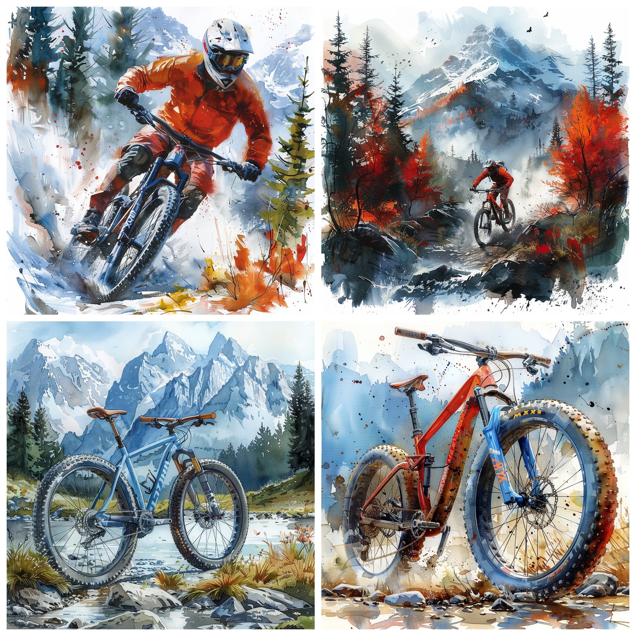 Mountain Biking PNG Clipart, Watercolor 38 Mountain Bike Trail Riding ...