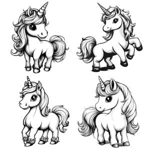 34 Unicorn Doodle PNG Clipart Bundle, Watercolor Unicorn Illustration ...