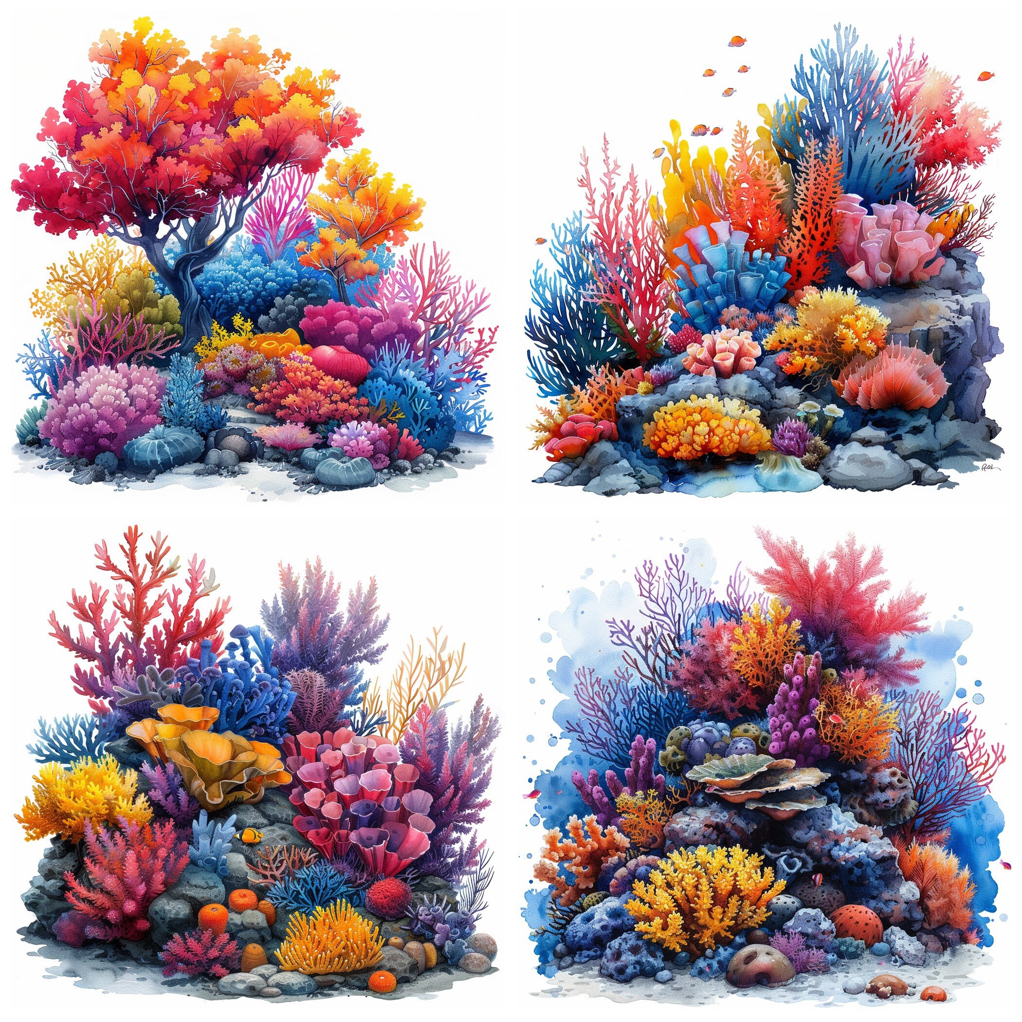 Coral Reef PNG Clipart, Watercolor 24 Underwater Ecosystem Colorful ...