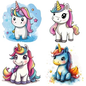 34 Unicorn Doodle PNG Clipart Bundle, Watercolor Unicorn Illustration ...