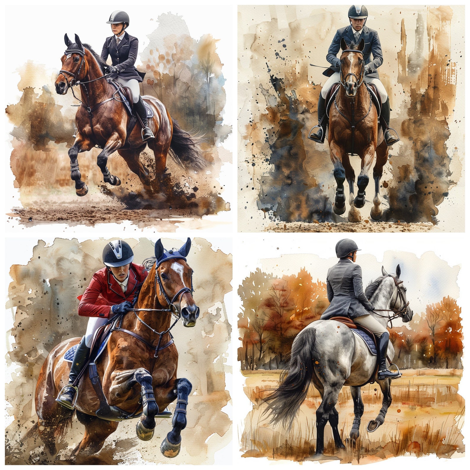 45 Equestrian Sport PNG Clipart, Watercolor Horseback Riding ...