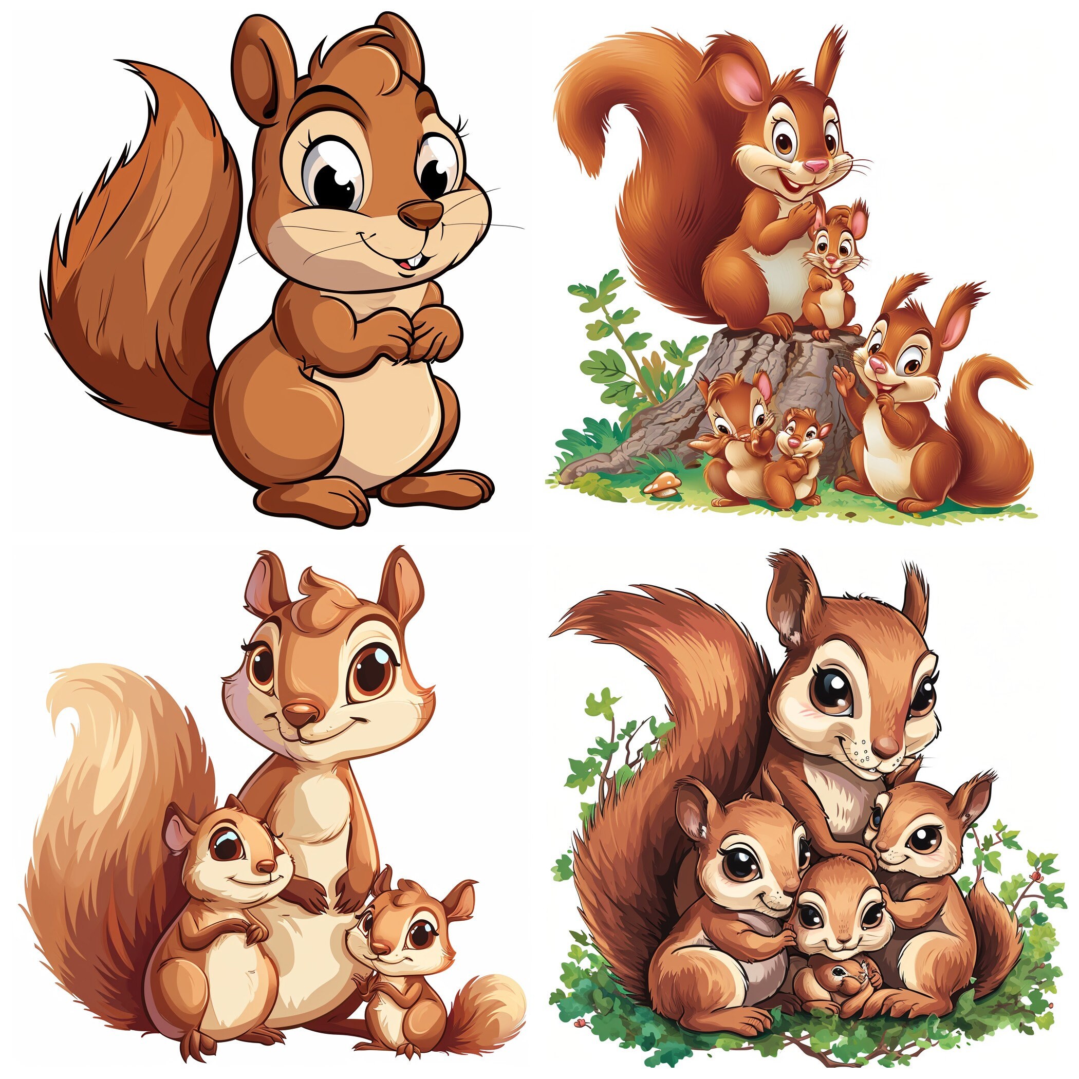 30 Cartoon Red Squirrel PNG Clipart, Adorable Red Squirrel Family ...