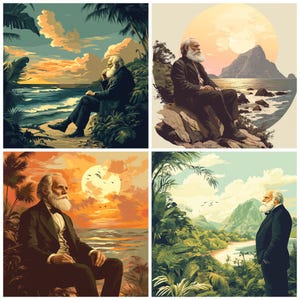 36 Charles Darwin PNG Clipart Bundle, Watercolor Darwin Portrait ...