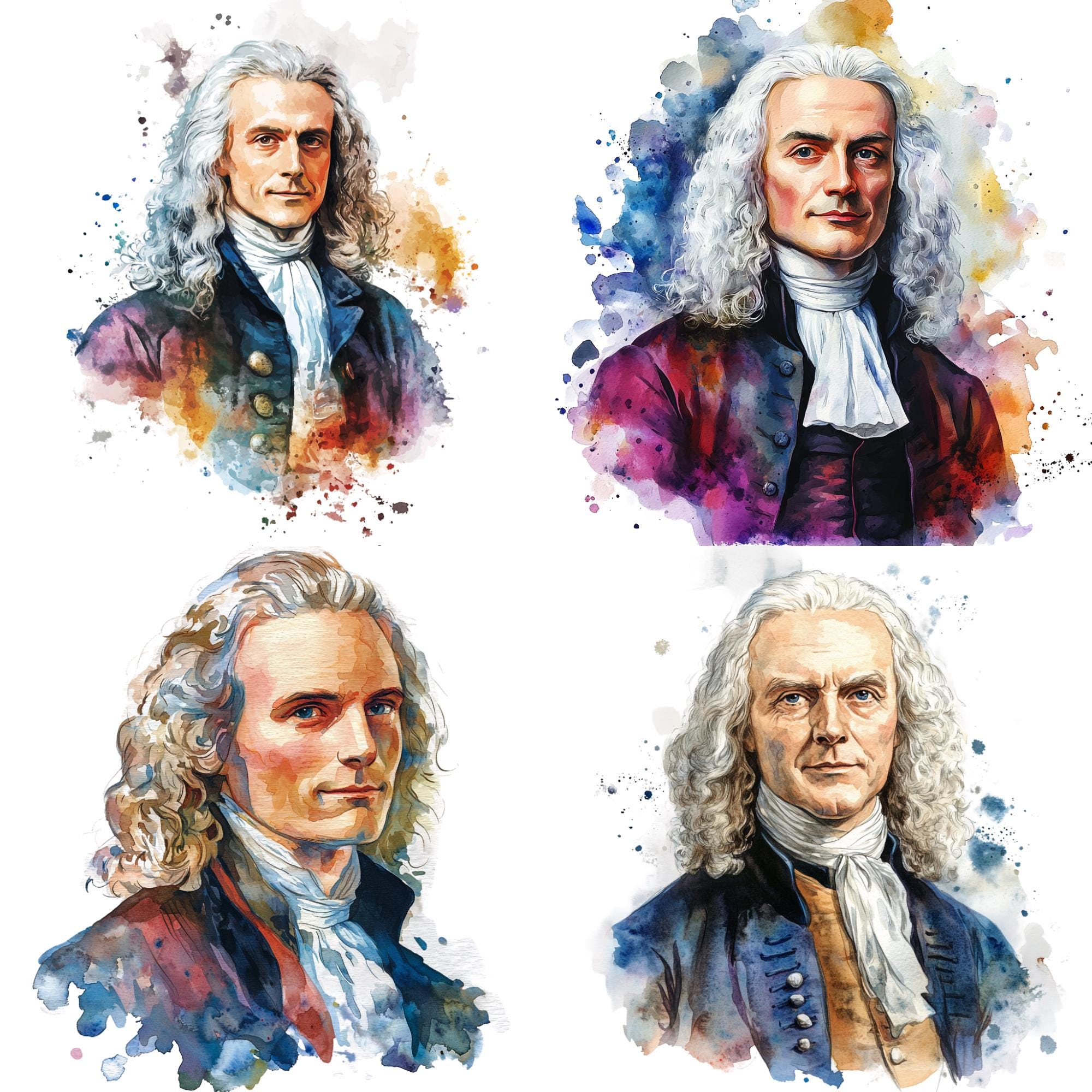 44 Isaac Newton PNG Clipart Bundle, Watercolor Famous Figure Sır Isaac ...