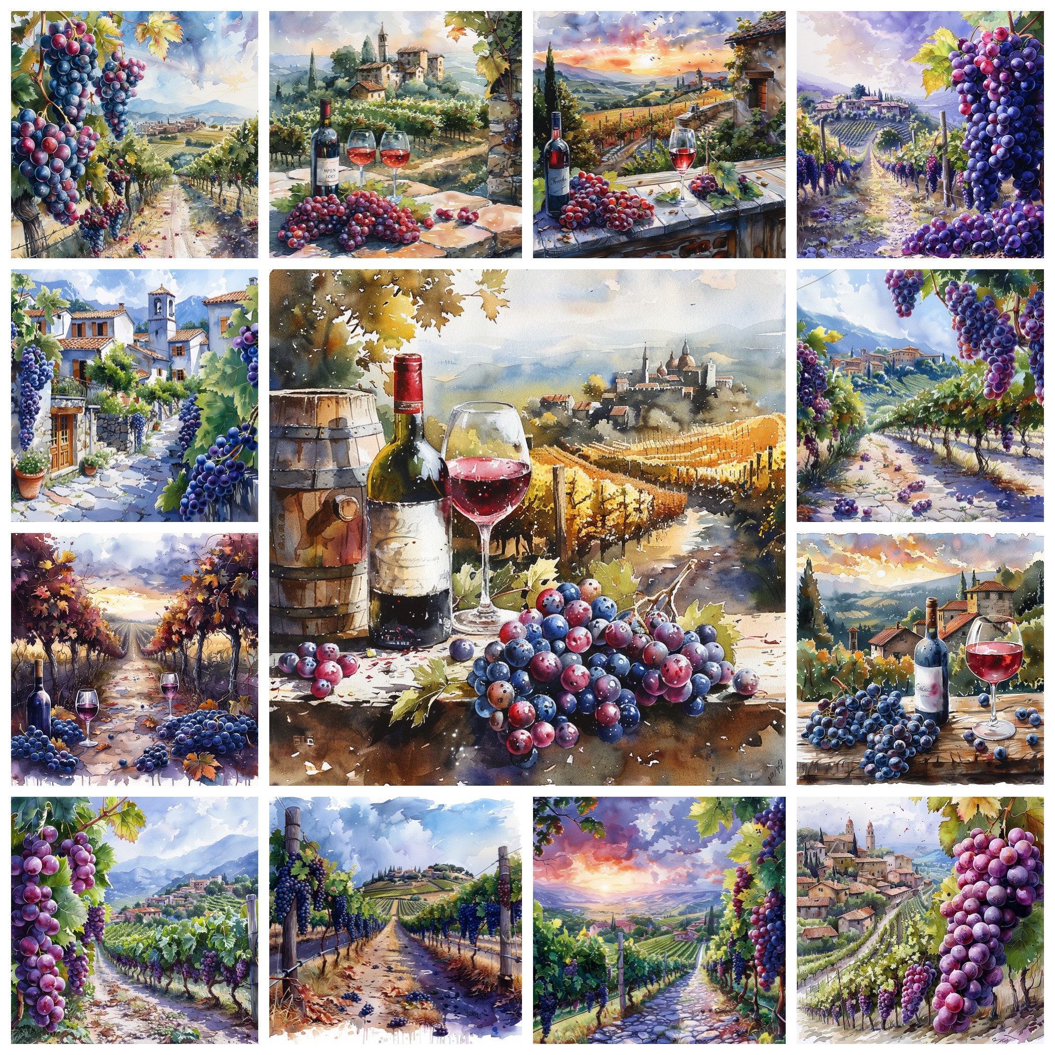 23 Vineyard Landscape PNG Clipart, Watercolor Grape Yard Scenery, Grape ...