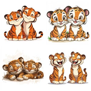 43 Adorable Tiger PNG Clipart Bundle, Cartoon Tiger Illustration, Funny ...