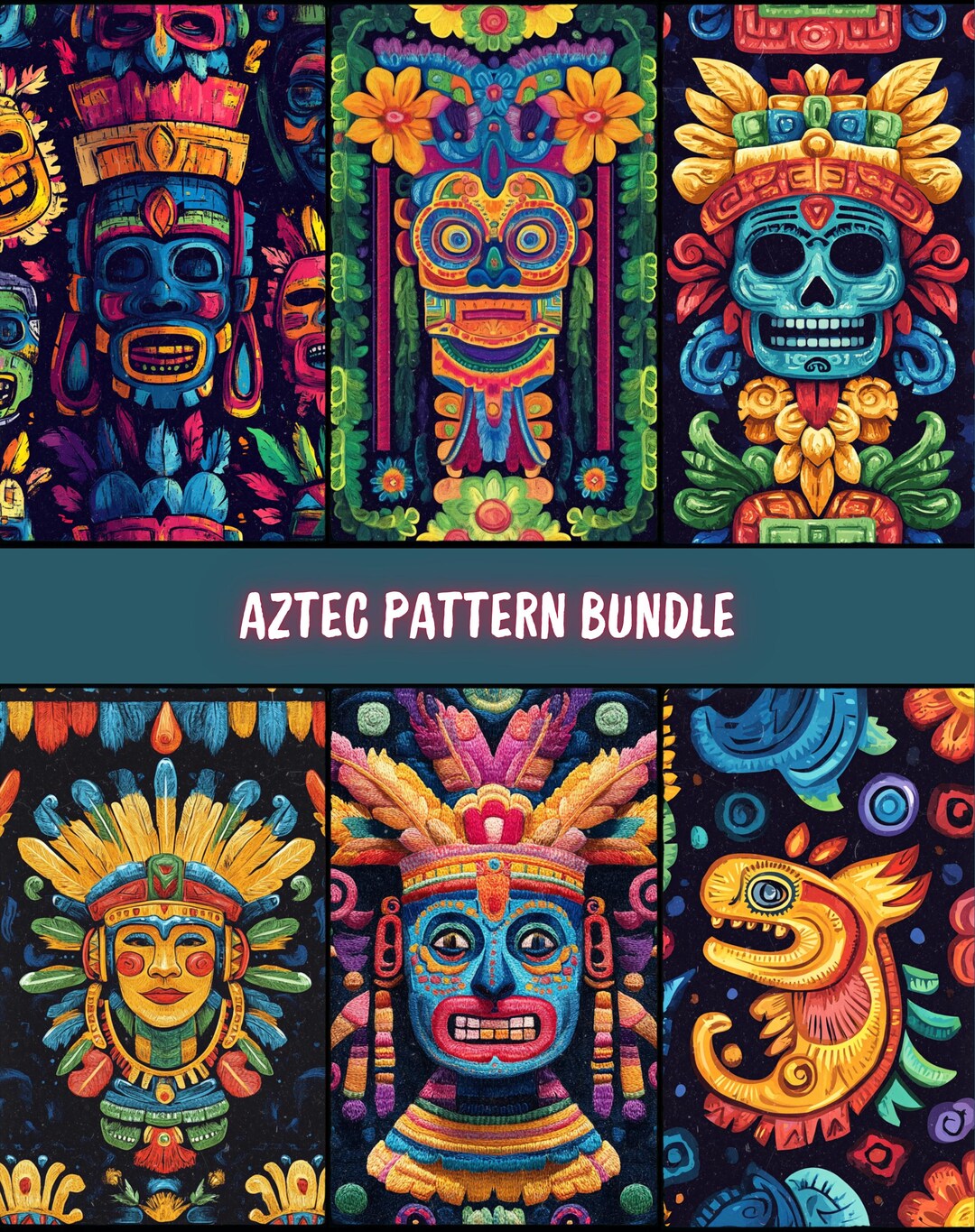 Aztec Design Seamless Pattern PNG Bundle, Watercolor Commercial Use ...