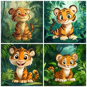 43 Adorable Tiger PNG Clipart Bundle, Cartoon Tiger Illustration, Funny ...