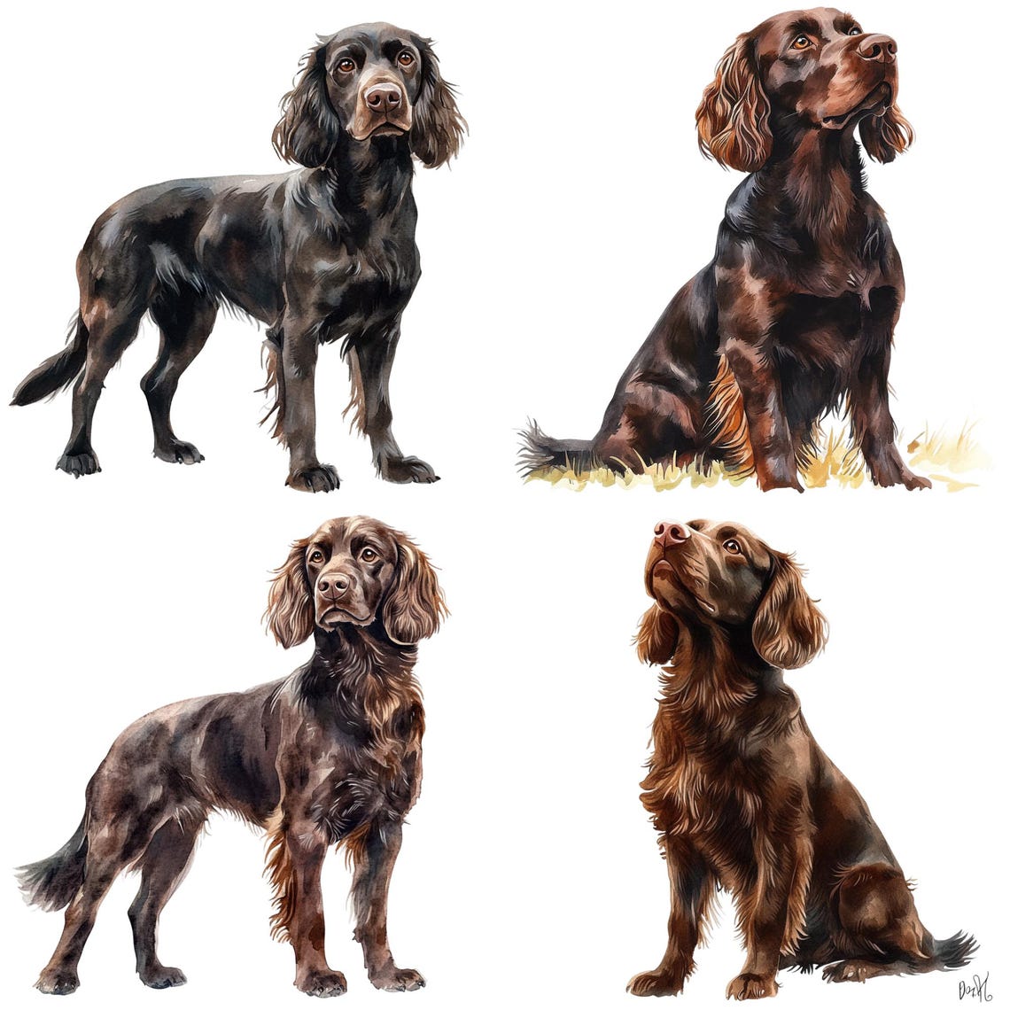 Boykin Spaniel Dog Breed PNG Clipart Bundle | Watercolor Dog Portrait ...