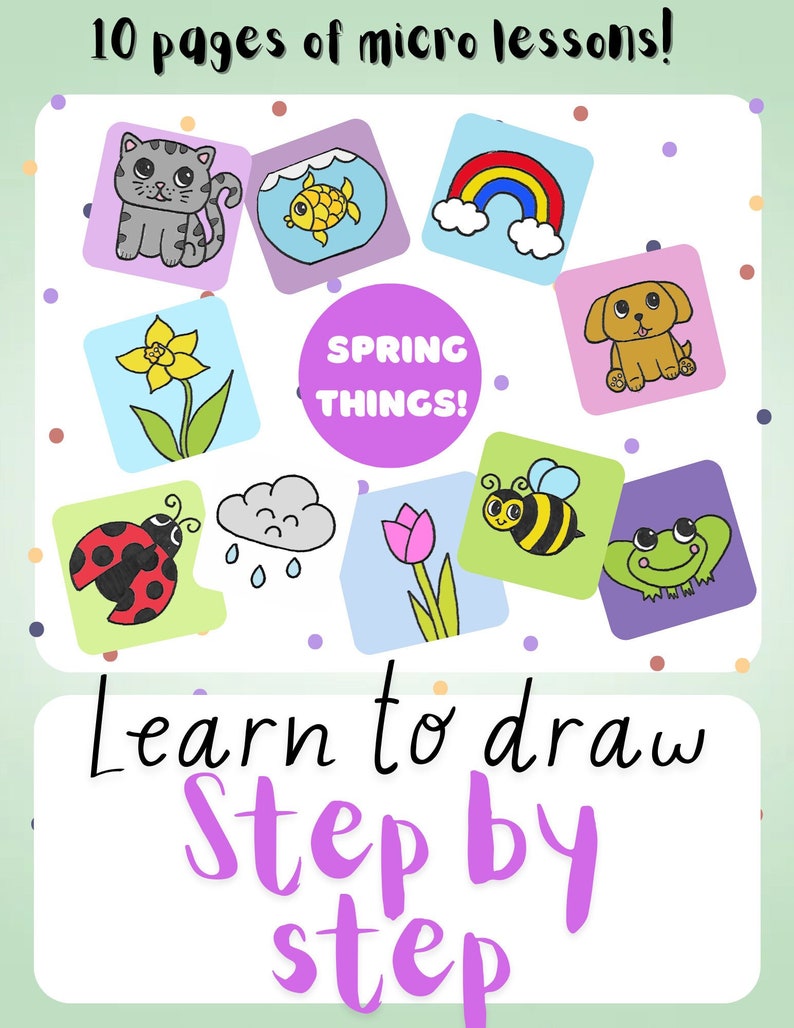 10 Pages of Printable Step by Step Drawing Micro Lesson Worksheets ...