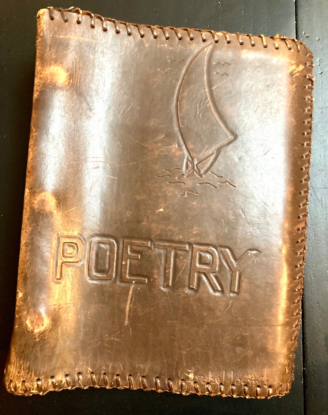 Vintage Leather Poetry Notebook, Handmade, Antique Leather Notebook ...