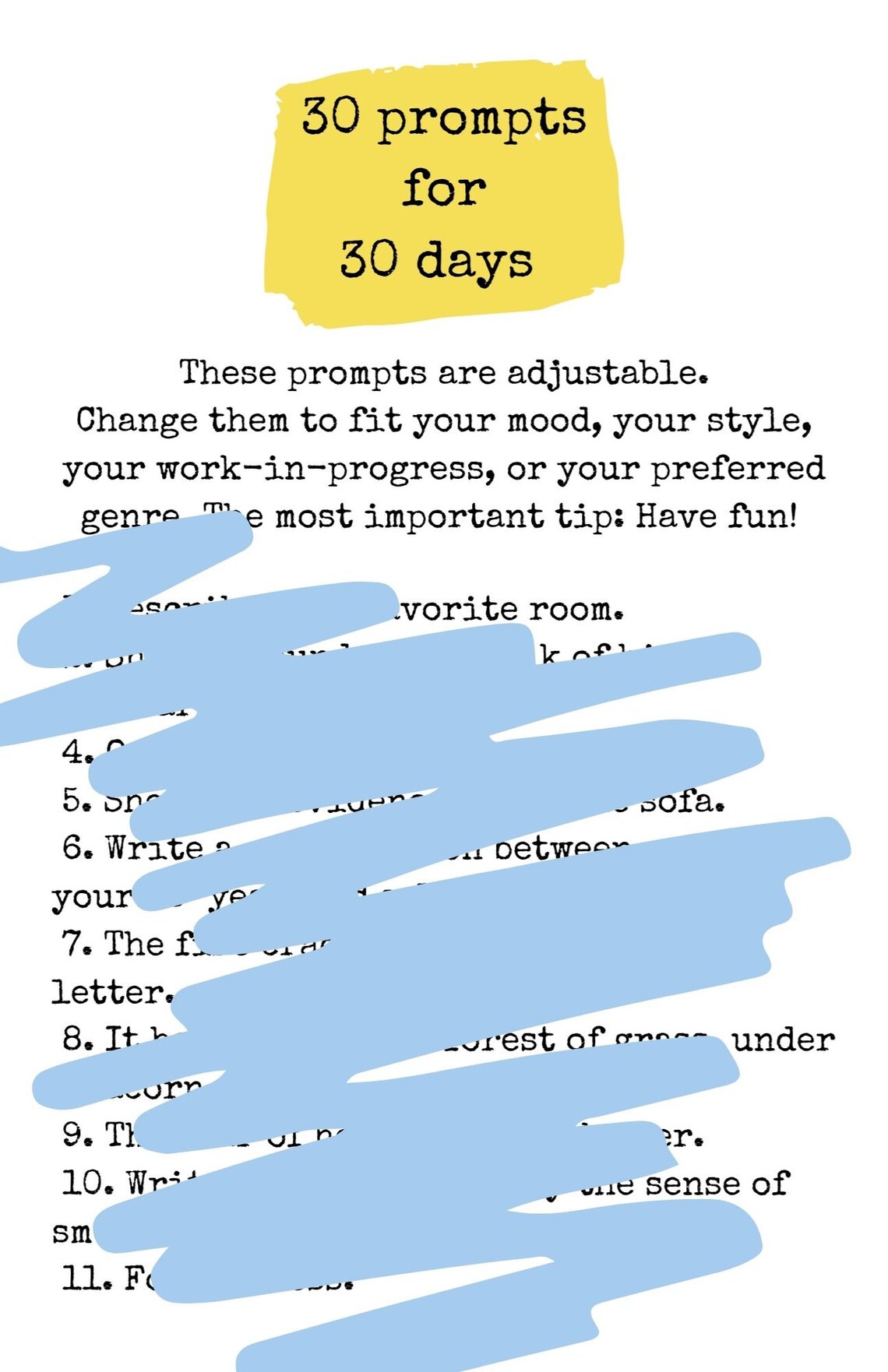 30 Days of Writing for Adults Download and Print PDF 30 | Etsy