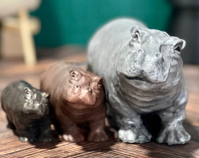 Unique Figurine Hippo, Hand Carved Statues hippo, Sculpture Hippo ...