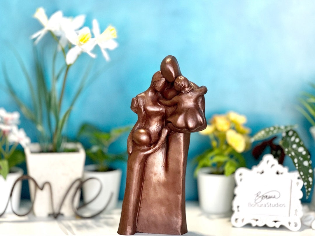 Embracing Love: Copper Family of Four Sculpture - Perfect for Christmas ...