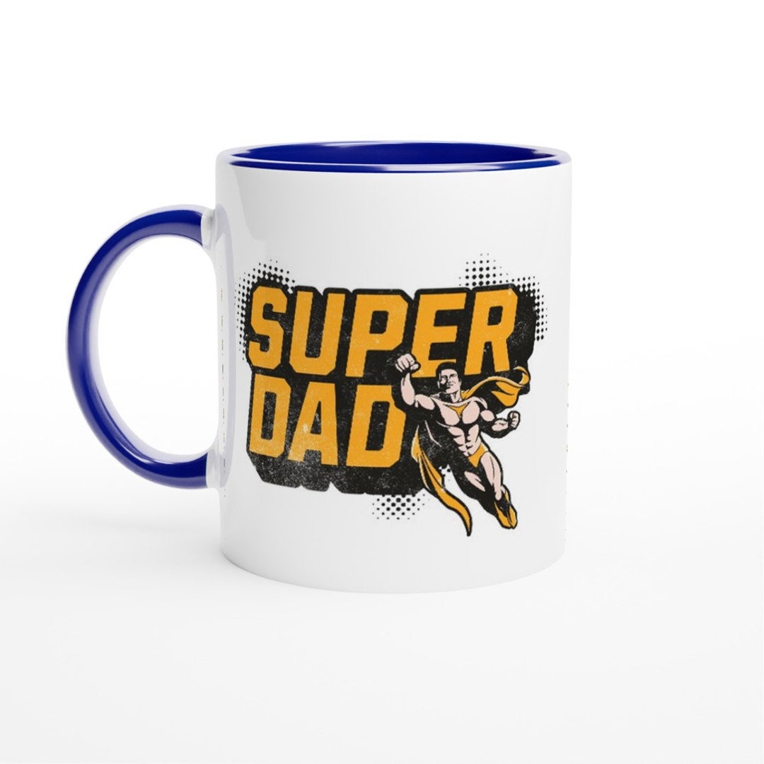 Super Dad Coffee Mug With Colored Rim | Father's Day Gift | Unique Dad ...