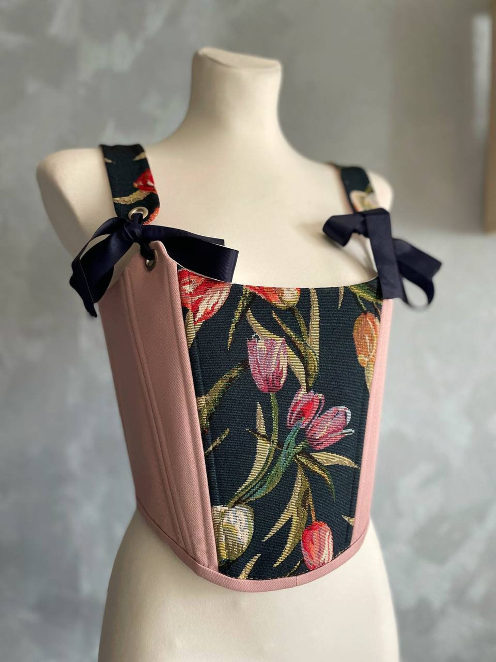 Handmade Corset, Corset Top With Floral Addition - Etsy