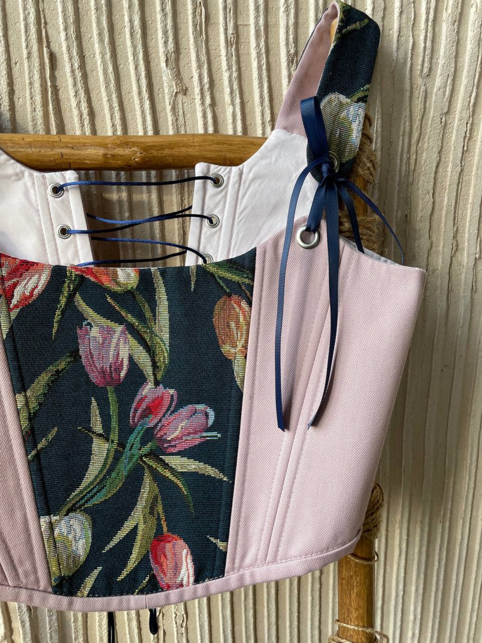 Handmade Corset, Corset Top With Floral Addition - Etsy