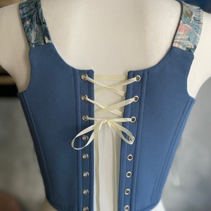 Corset, Blue Floral Tapestry Corset Toprenaissance Corset, Floral ...