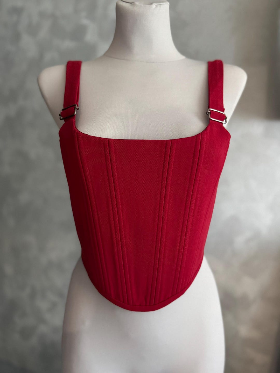 Dark Red Corset Top Simple Corduroy Stays Burgundy Renaissance Overbust ...