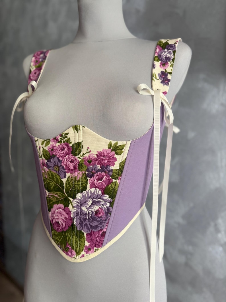 Handmade Floral Underbust Corset: Renaissance Lilac Corset Belt, Plus ...