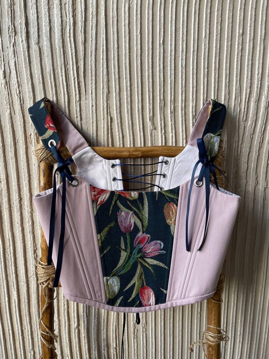Handmade Corset, Corset Top With Floral Addition - Etsy