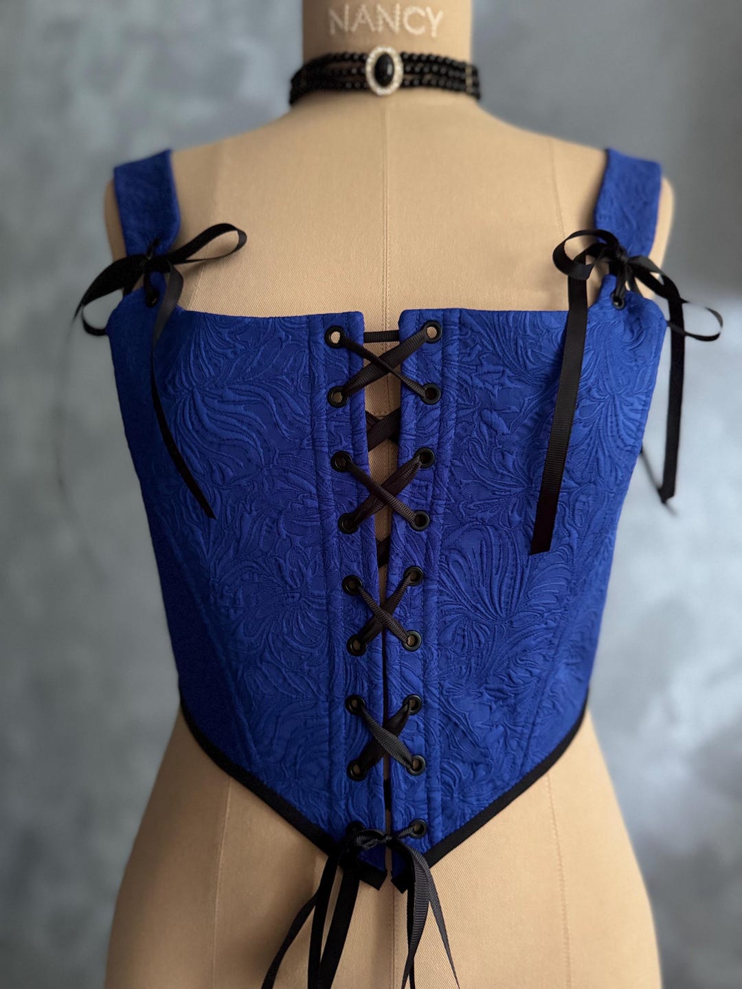 Handmade Jacquard Renaissance Corset Top: Strapless Bodice, Front ...