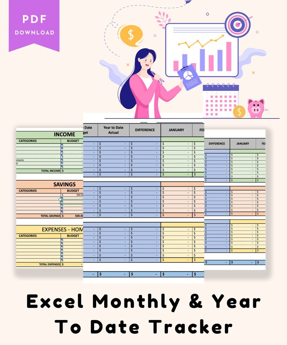 Excel Budget Template Bundle Digital Finance Planner Excel Financial ...