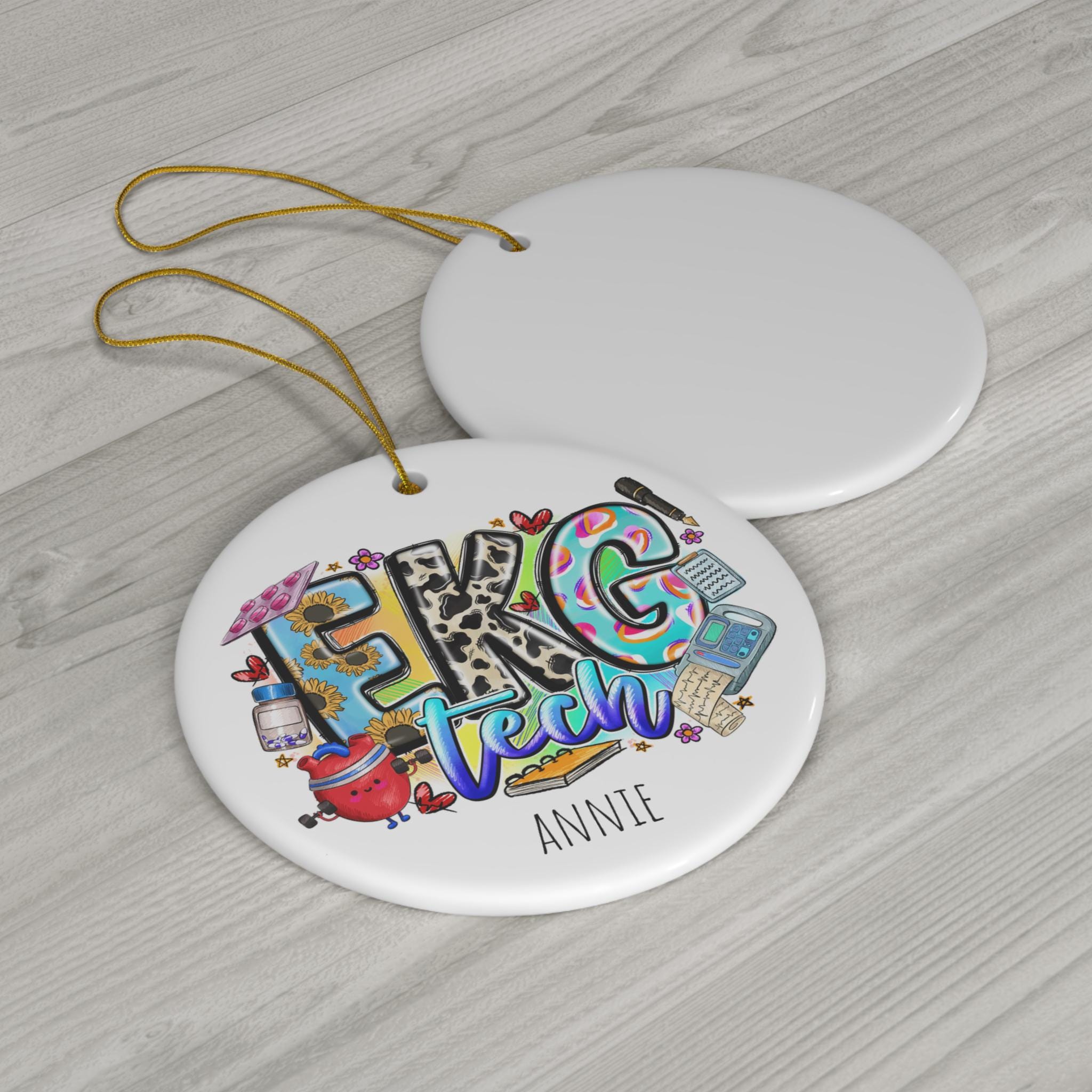 EKG Tech Ceramic Ornament, EKG Gift Idea, Heartbeat Christmas Tree ...