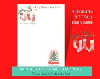 PRINTABLE Notes, Christmas Letter Writing Paper, 8.5x11, Unlined ...