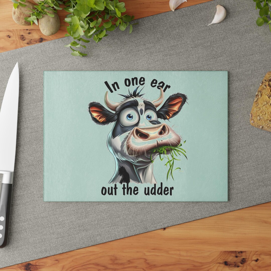 Funny Cow Cutting Board, Cow Glass Cutting Board,cute Cow Glass Cutting ...