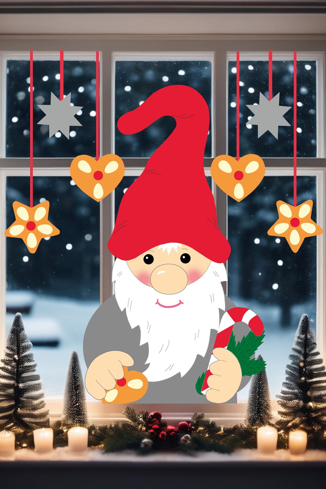 Fischer Window Pictures Large Gnomes With Gingerbread Craft Kit Made of ...