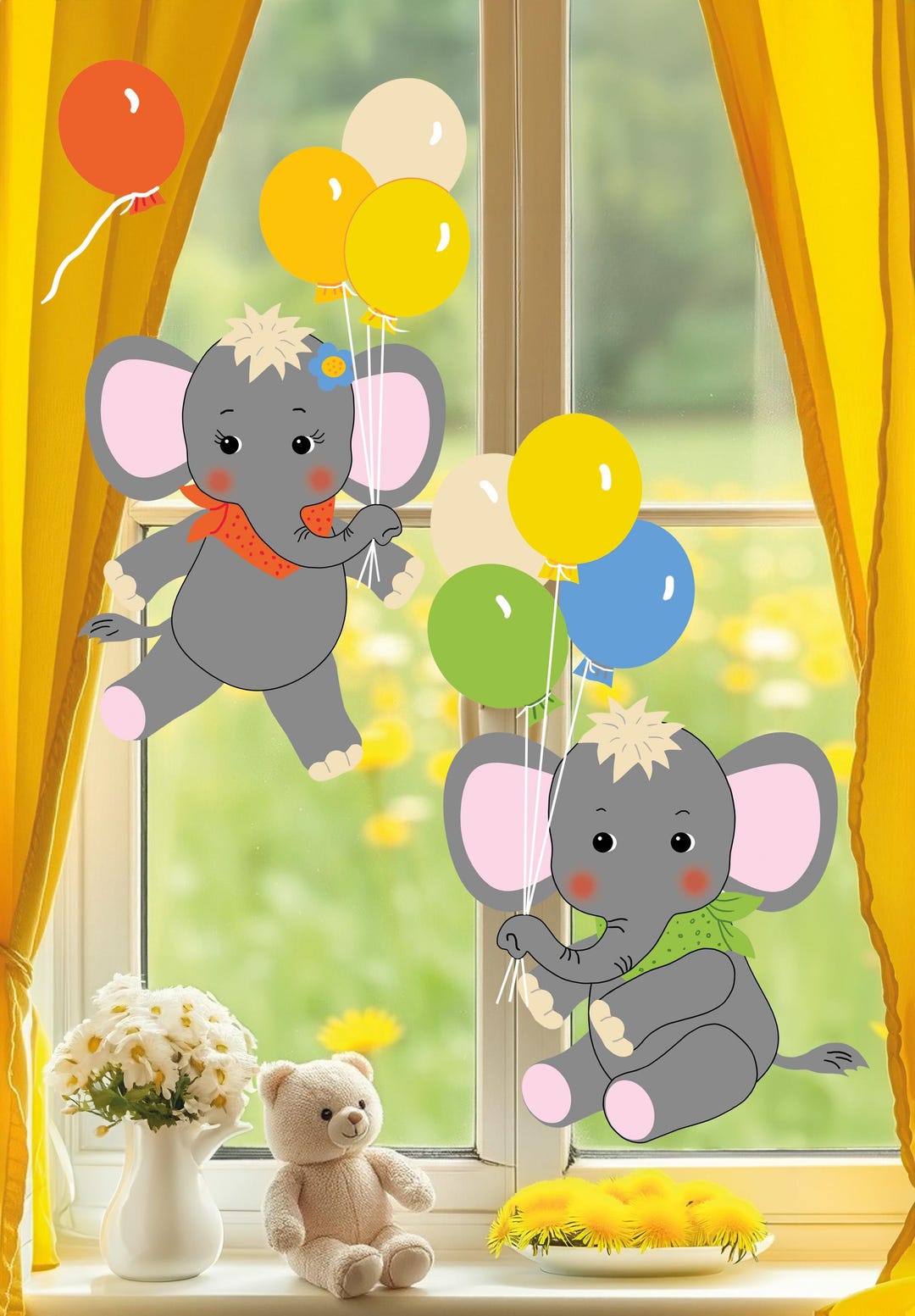 Fischer Window Pictures Craft Kit Elephants on Balloons for DIY - Etsy