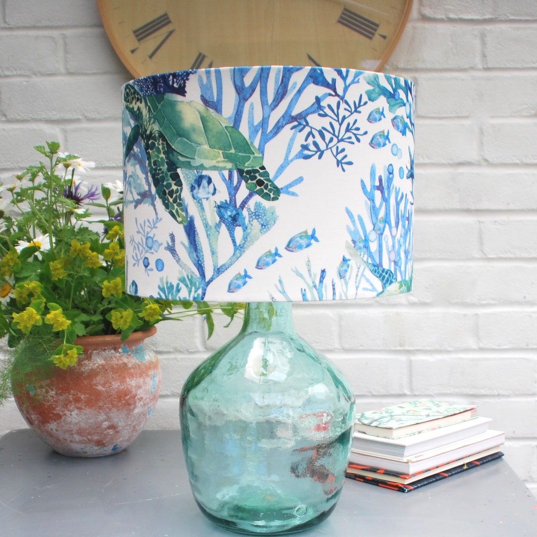 Glass Table Lamp, Large Glass Lamp Stand, Recycled Bottle Lamp, Table ...