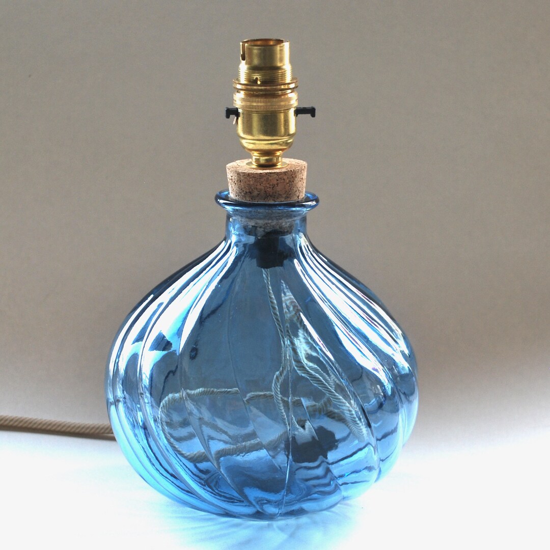 Glass Table Lamp, Blue Spiral Lamp Stand, Table Lamp Stand, Sustainable ...