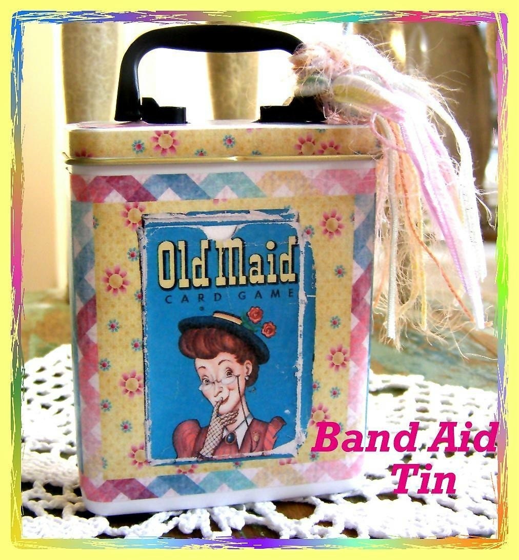 Vintage Old Maid Playing Cards and Band Aid Tin Cover Digital Printable ...