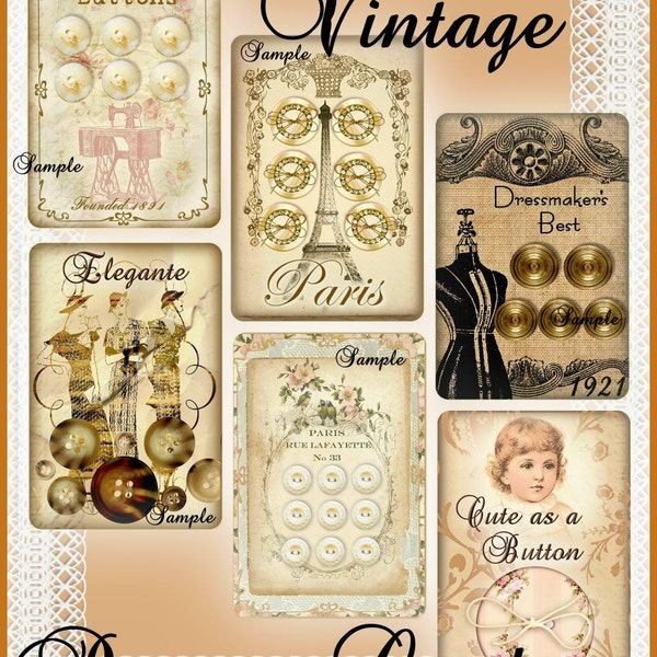 Vintage Button Cards - Etsy