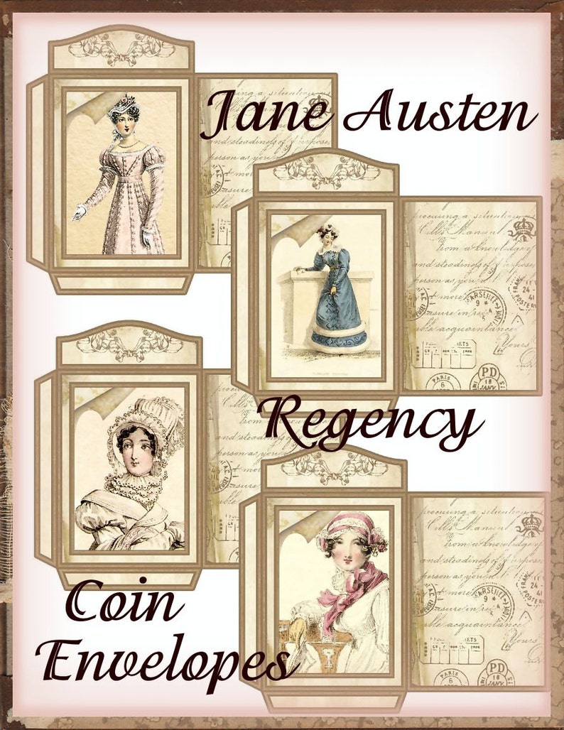 Jane Austen Regency Coin Envelopes Set Vintage Embellishment - Etsy