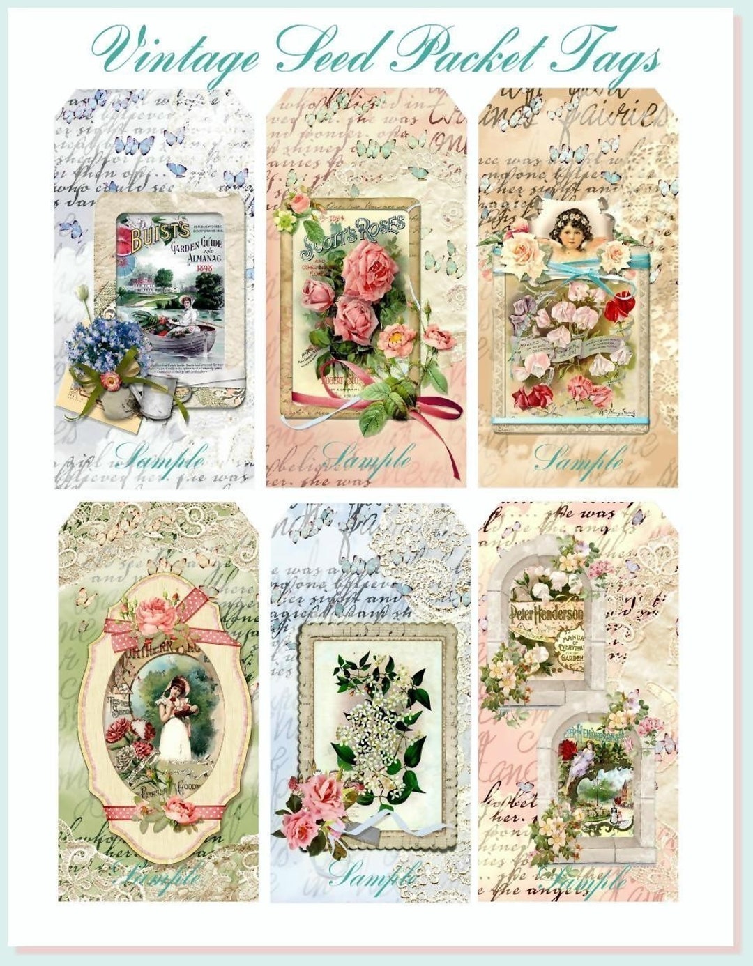 Altered Art Vintage Seed Packet Tags Digital Printables INSTANT ...