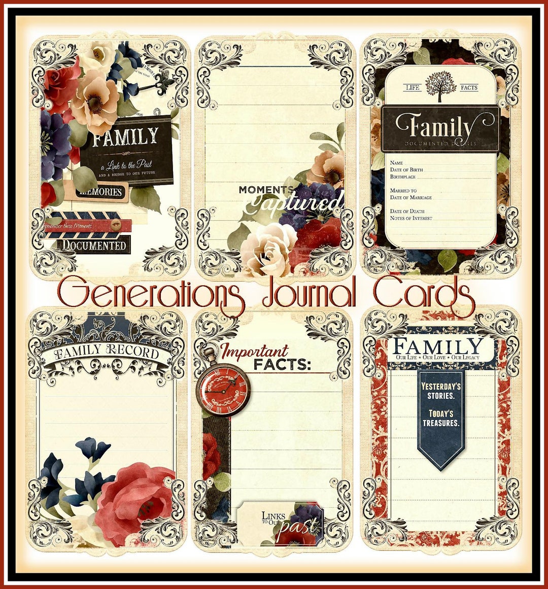 Generations Journal Card Set Digital Printable INSTANT DOWNLOAD - Etsy