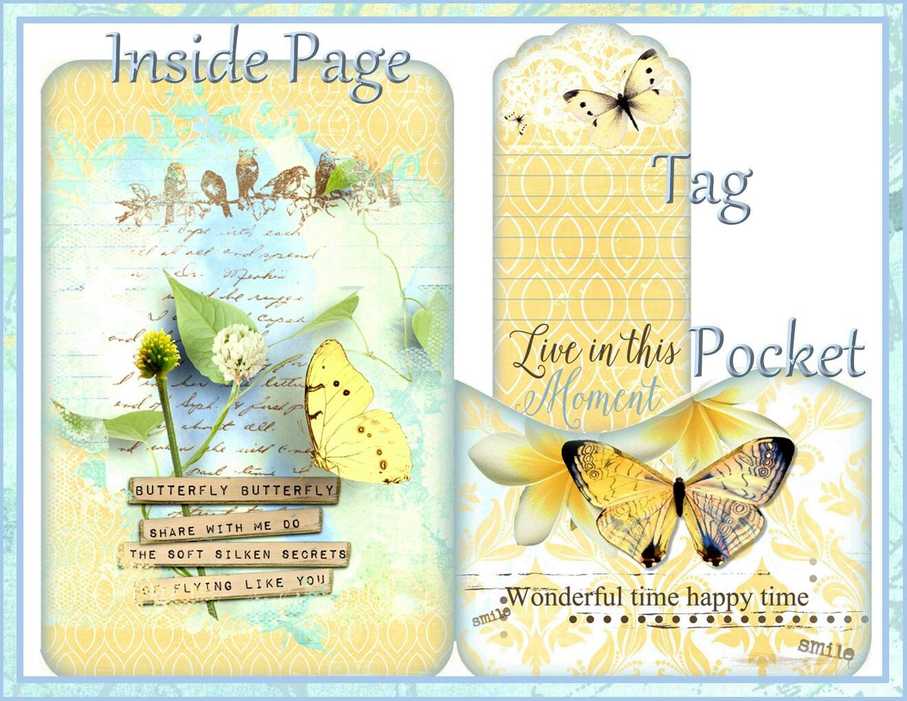 Butterfly Secrets Pockets and Tags Art/junk Journal Digital Printable ...