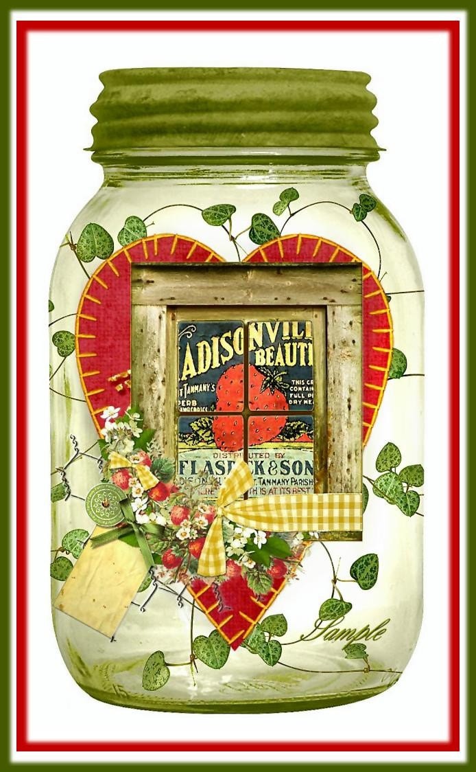 Cottage Chic Strawberry Fields Mason Jar Tags Digital Printables ...