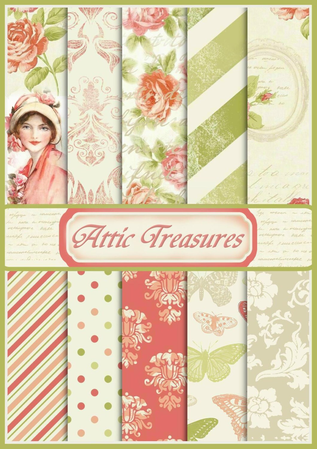 Scrapbooking ATTIC TREASURES Mini Journal Book Kit with 30 Background ...