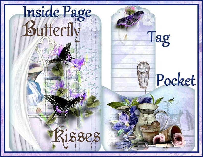 Butterfly Secrets Pockets and Tags Art/junk Journal Digital Printable ...