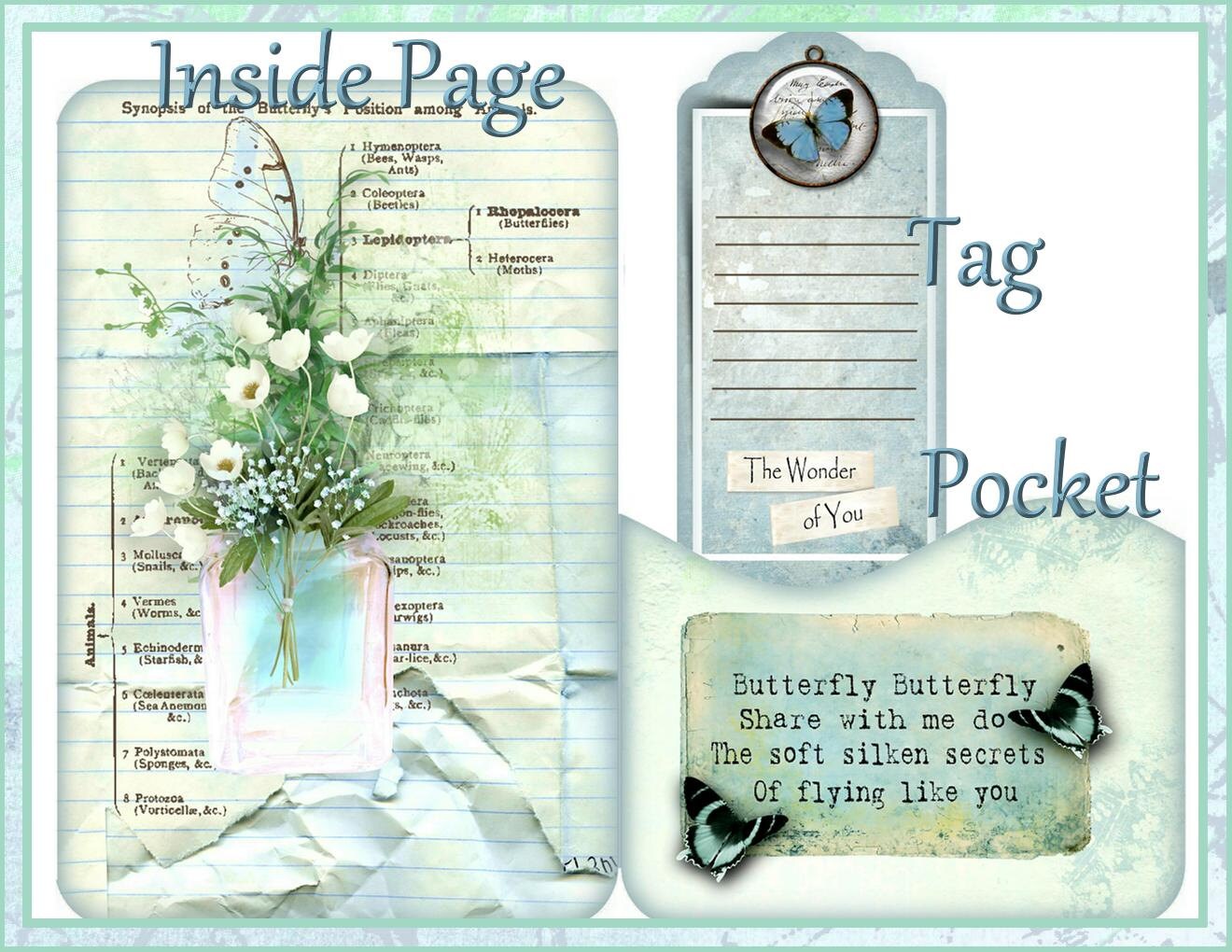 Butterfly Secrets Pockets and Tags Art/junk Journal Digital Printable ...