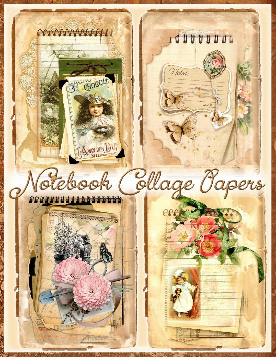Notebook Collage Papers Set Journals Digital Printable INSTANT DOWNLOAD ...