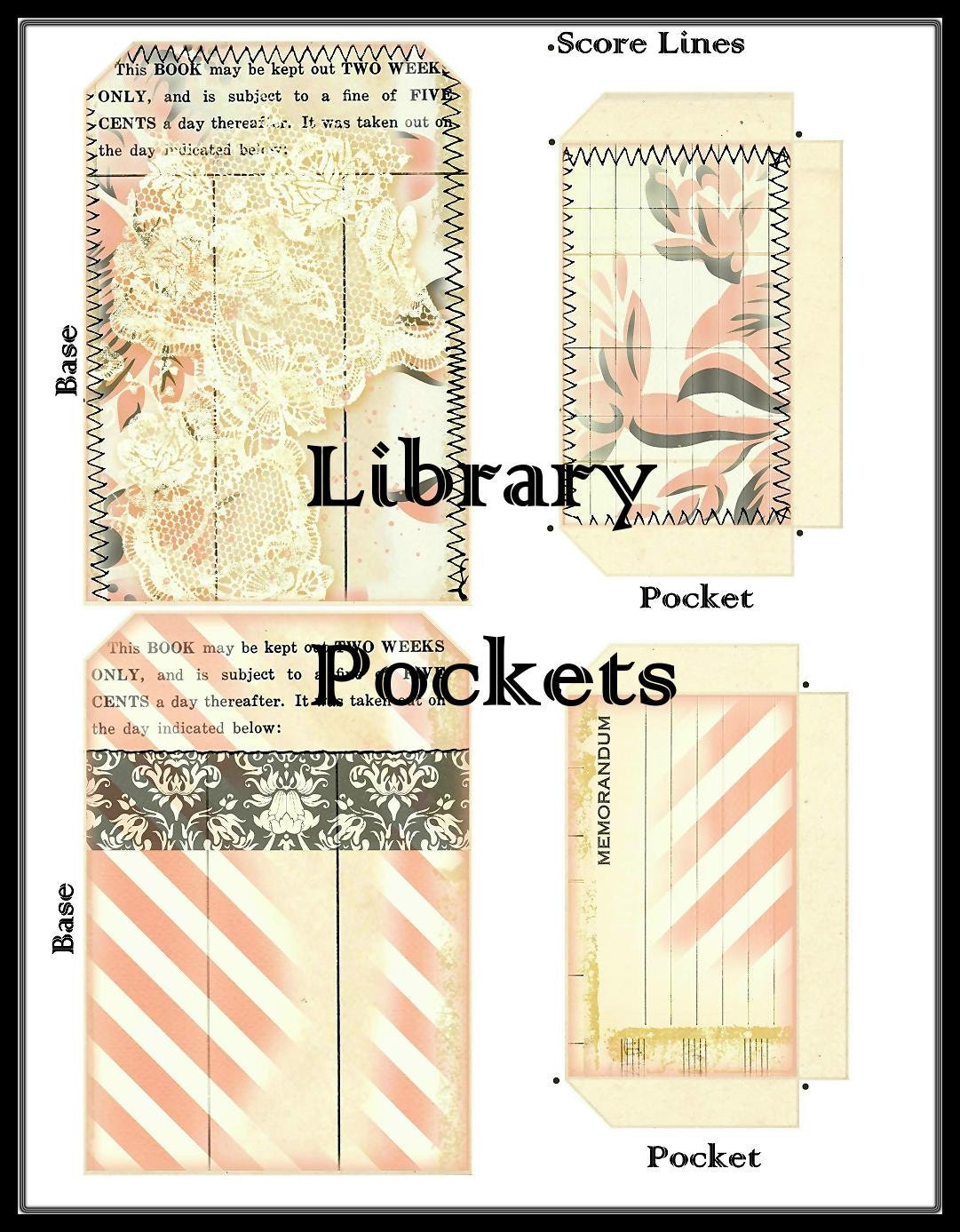 Cottage Chic Library Pockets Set for Junk Journals Mini - Etsy