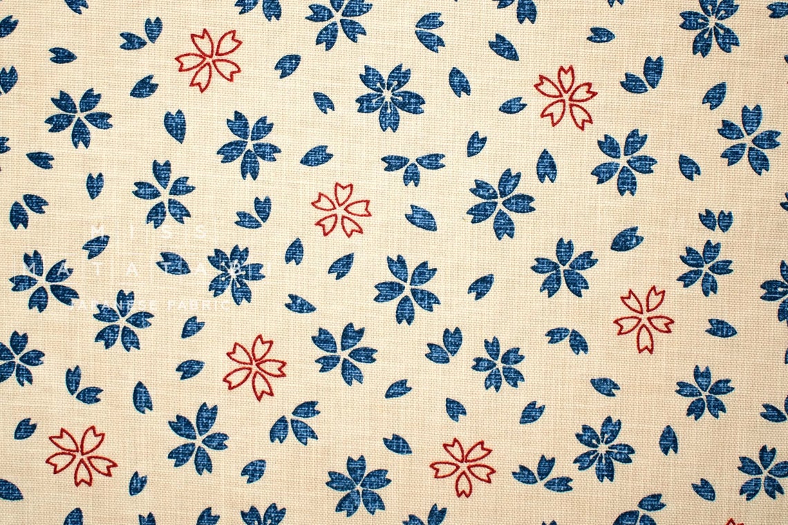 Shokunin Collection Hand-printed Japanese Fabric Sakura Cherry Blossoms ...
